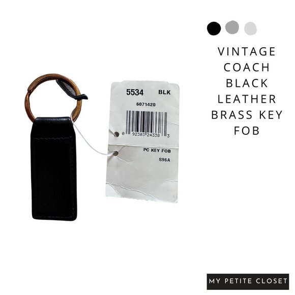 Coach | Accessories | Coach Vintage Leather Key Fob Black Brass 5534 ...
